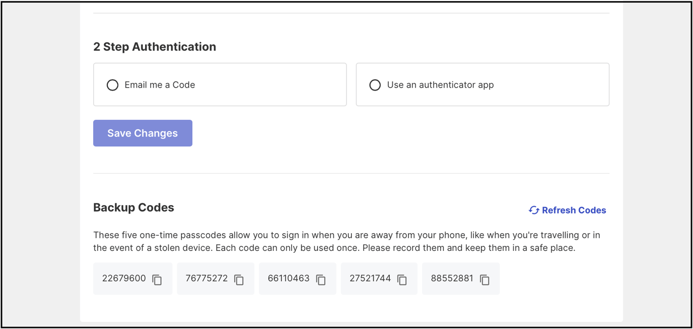 Profile - Settings section