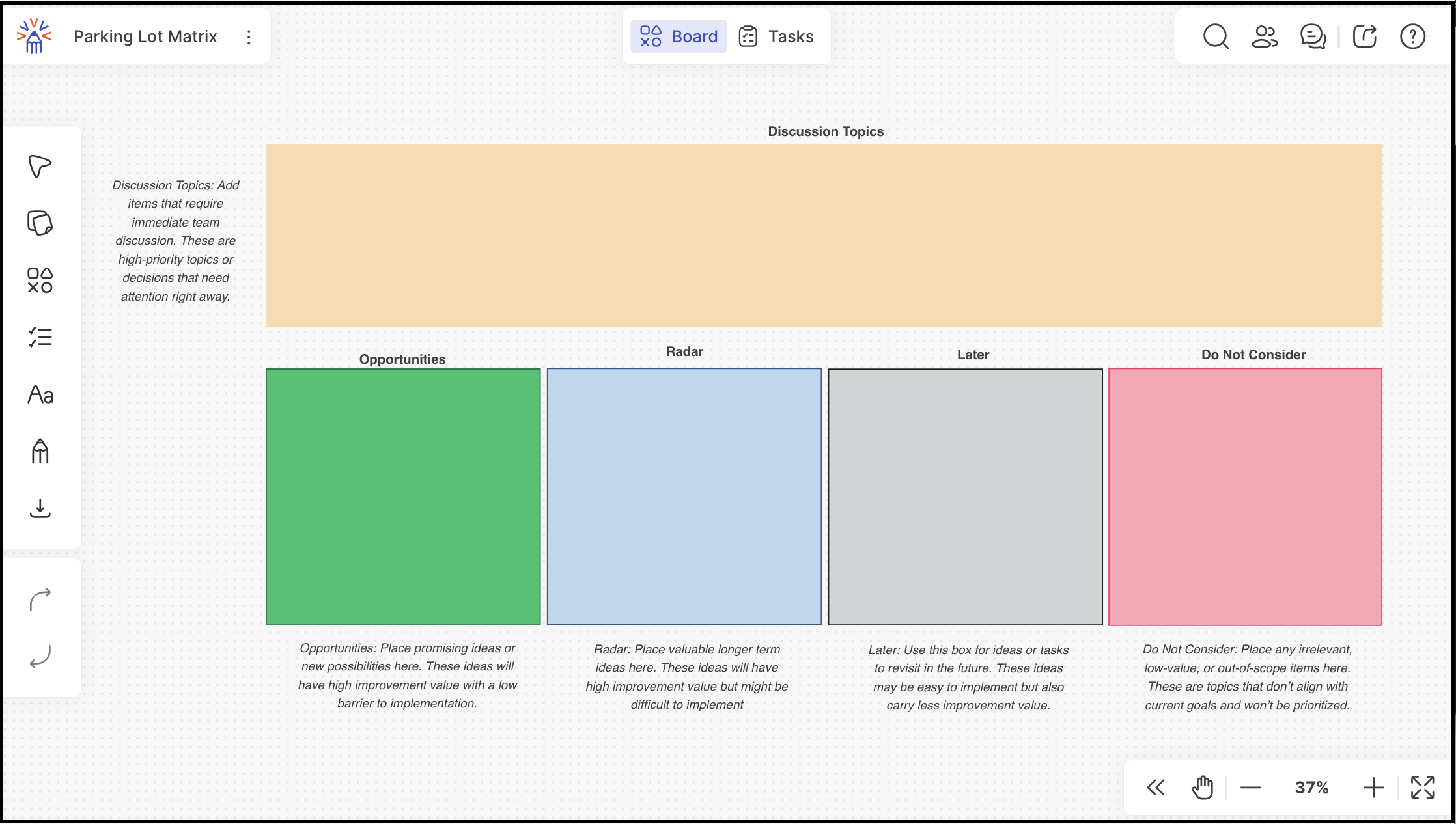 Parking Lot Matrix Brainstorm