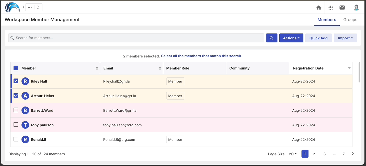 Workspace Member Management - Members